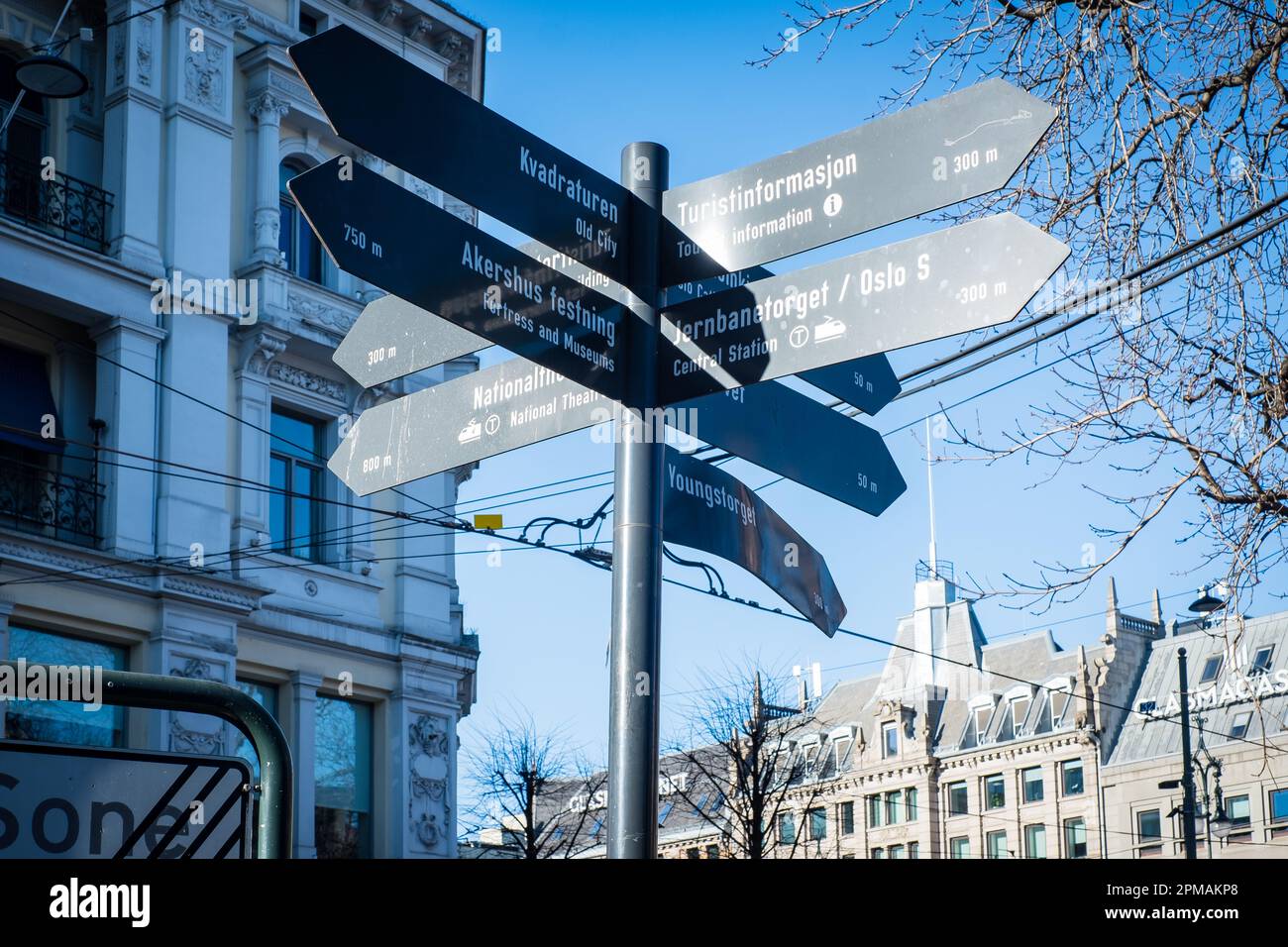 Oslo, Norway - March 11, 2023: Tourist information sign post with ...