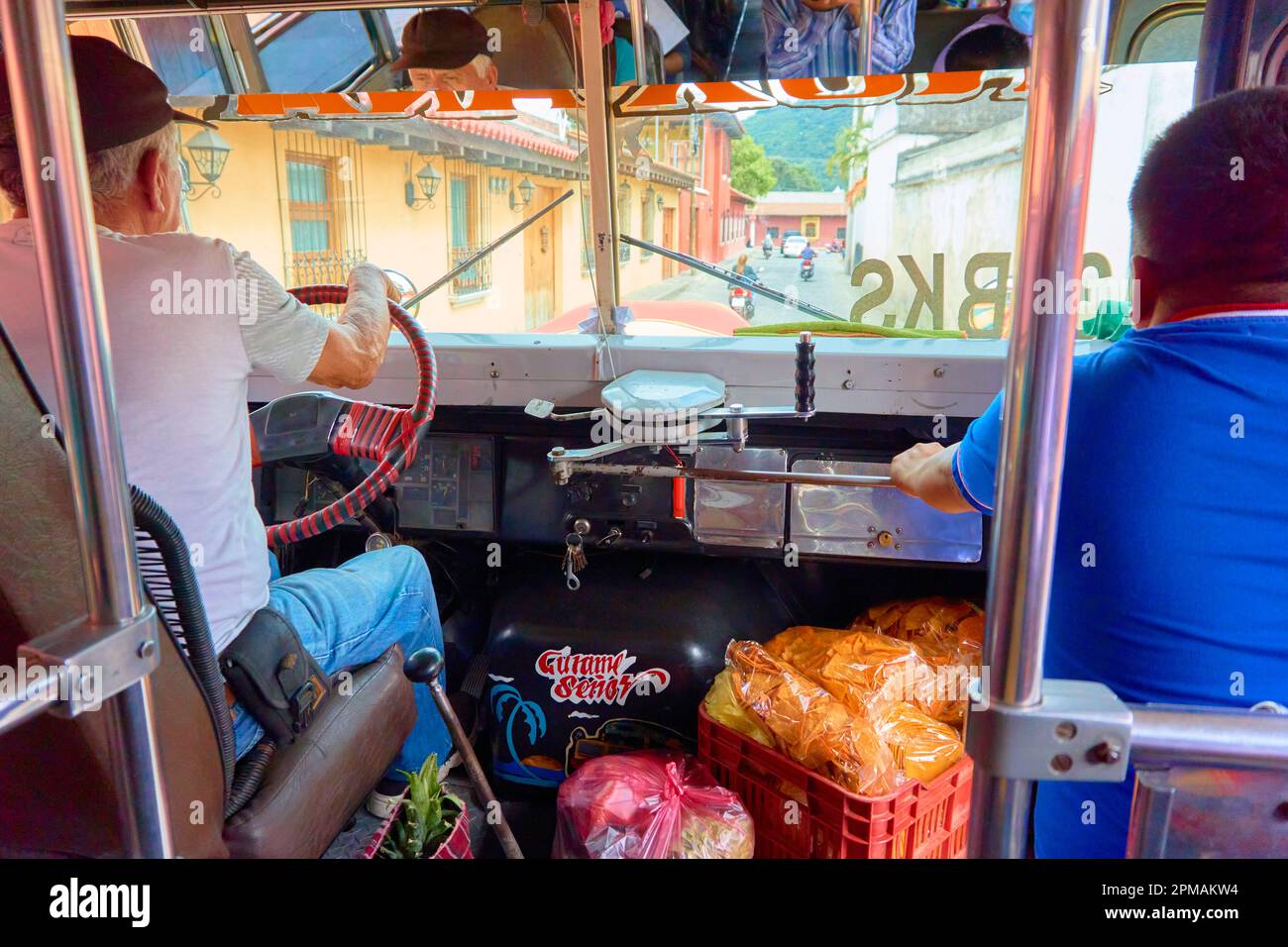Driver side view of Chicken Bus in Guatemala Stock Photo - Alamy