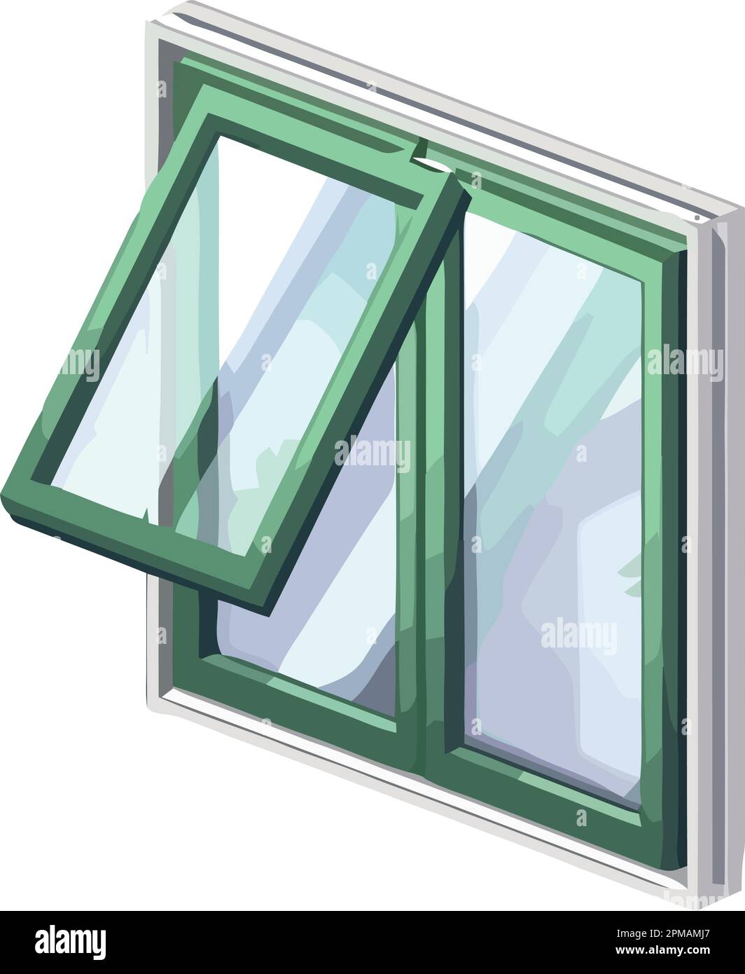 Modern glass window frame reflects nature elegance Stock Vector Image ...