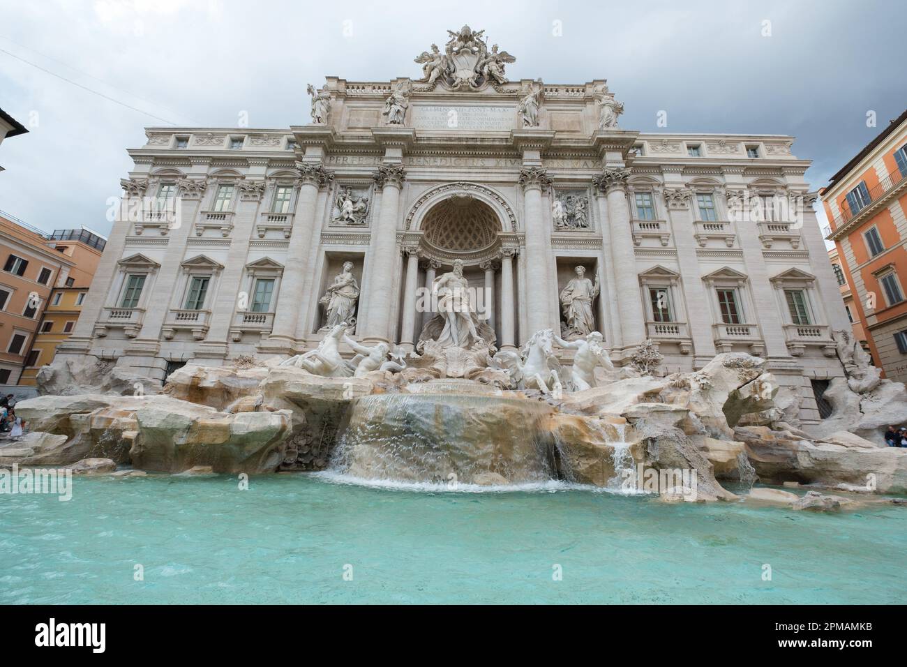 A view of Trevi Fountain with about 40 meters in front, it is one of ...