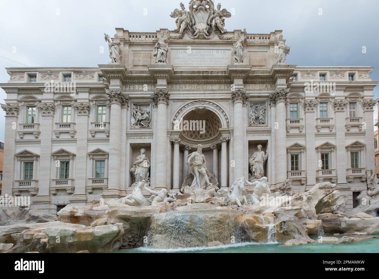 A view of Trevi Fountain with about 40 meters in front, it is one of ...