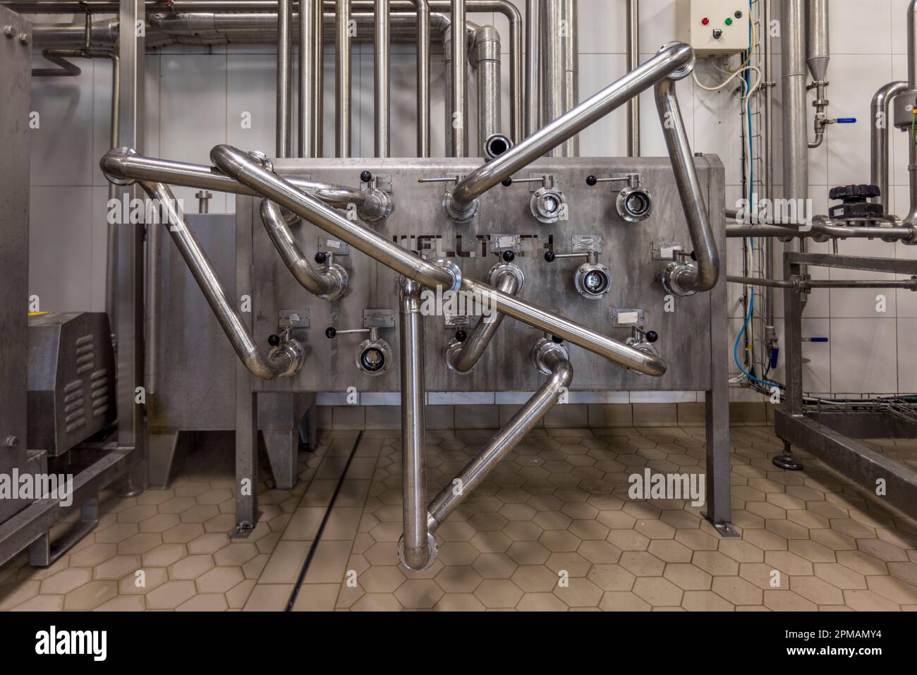 Dairy and hellim (halloumi) cheese production in Nicosia, Cyprus Stock ...