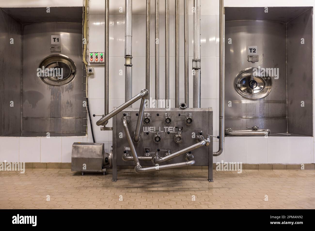 Dairy and hellim (halloumi) cheese production in Nicosia, Cyprus Stock ...