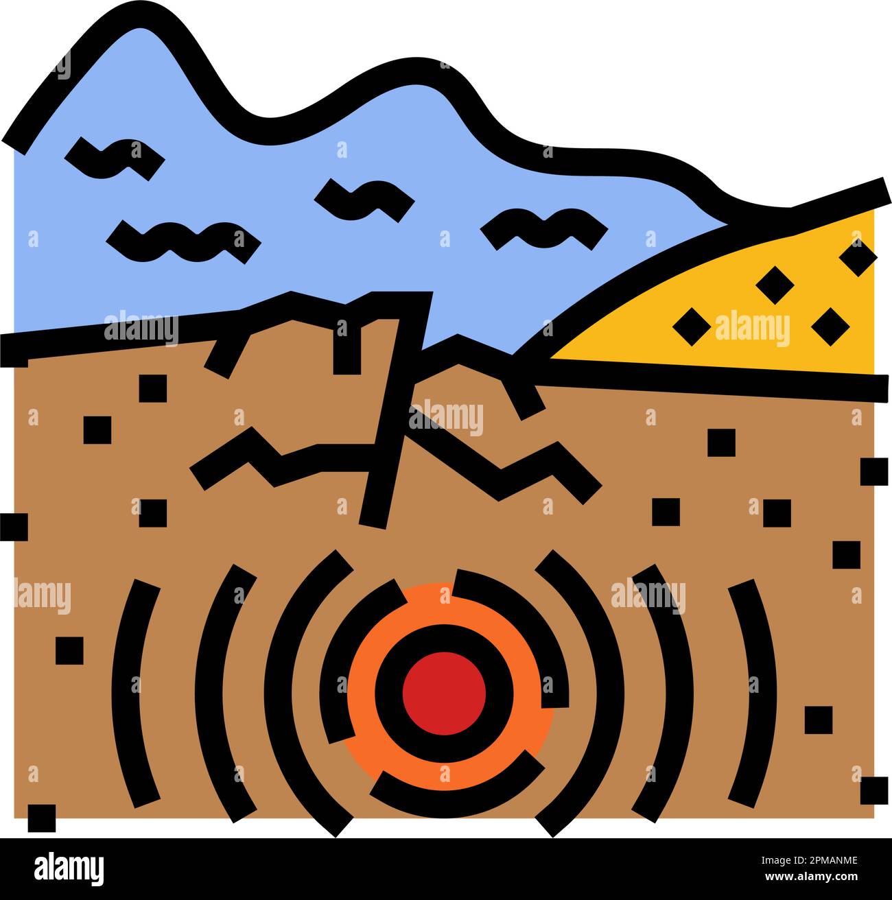 tsunami earthquake color icon vector illustration Stock Vector Image ...
