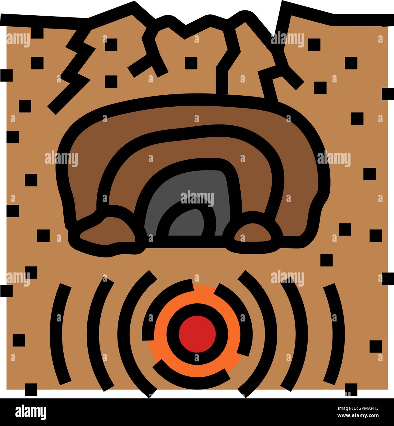 collapse earthquake disaster color icon vector illustration Stock ...