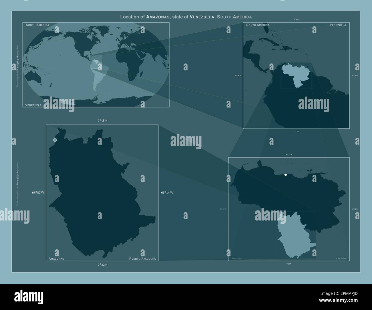 Amazonas, state of Venezuela. Diagram showing the location of the ...