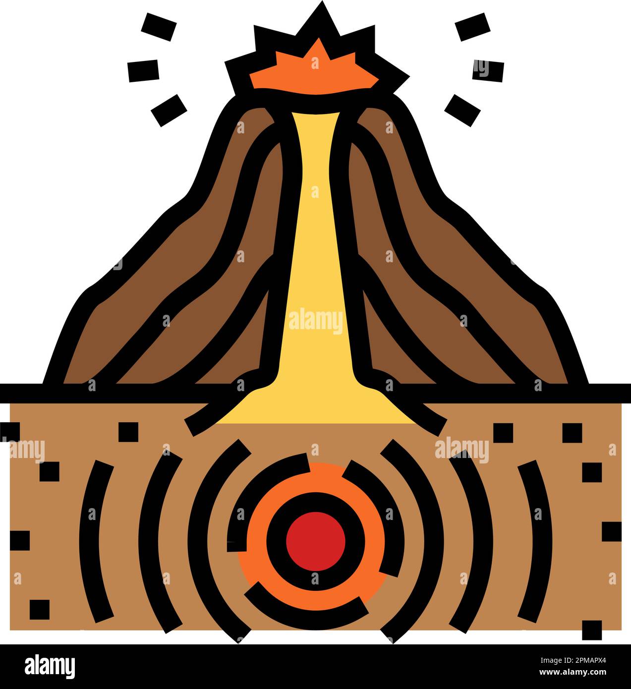 volcanic earthquake disaster color icon vector illustration Stock ...