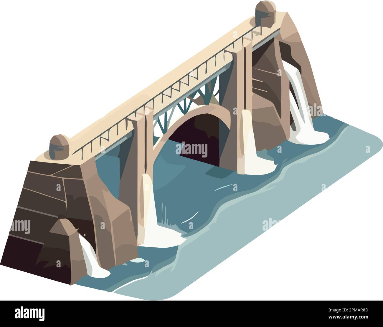 Man made arch bridge spans blue water wave Stock Vector Image & Art - Alamy