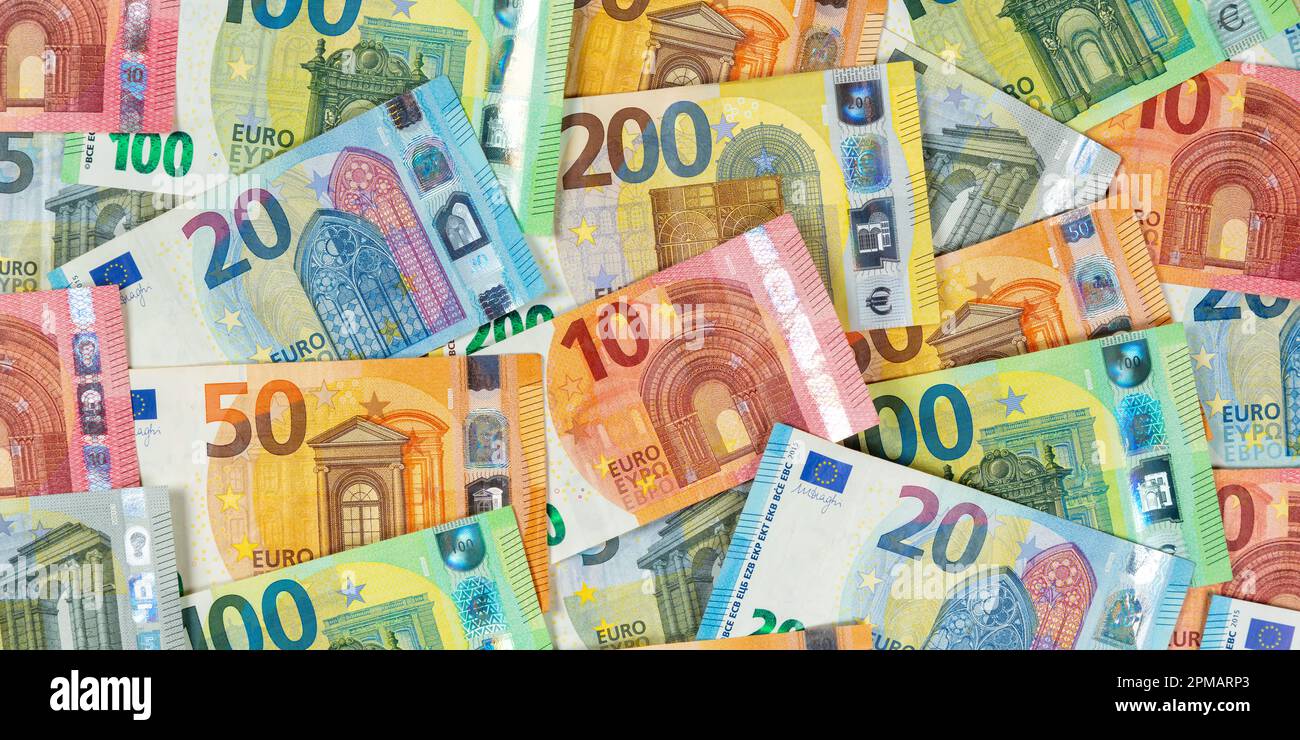 Euro banknotes bill saving money background pay paying finances banner ...