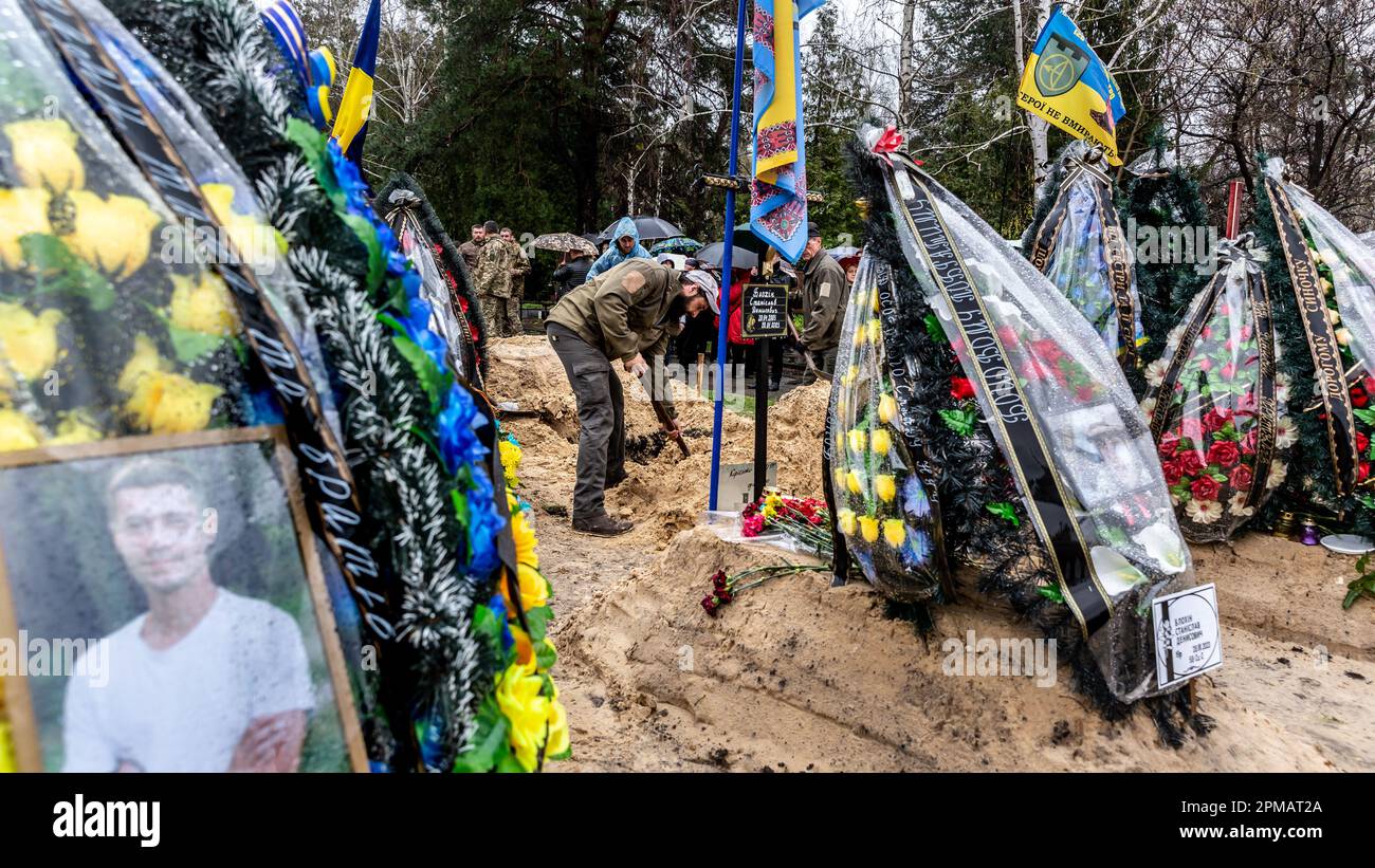 A funeral of Evgeny Yakovlev, 42, a soldier killed by Russian forces on ...