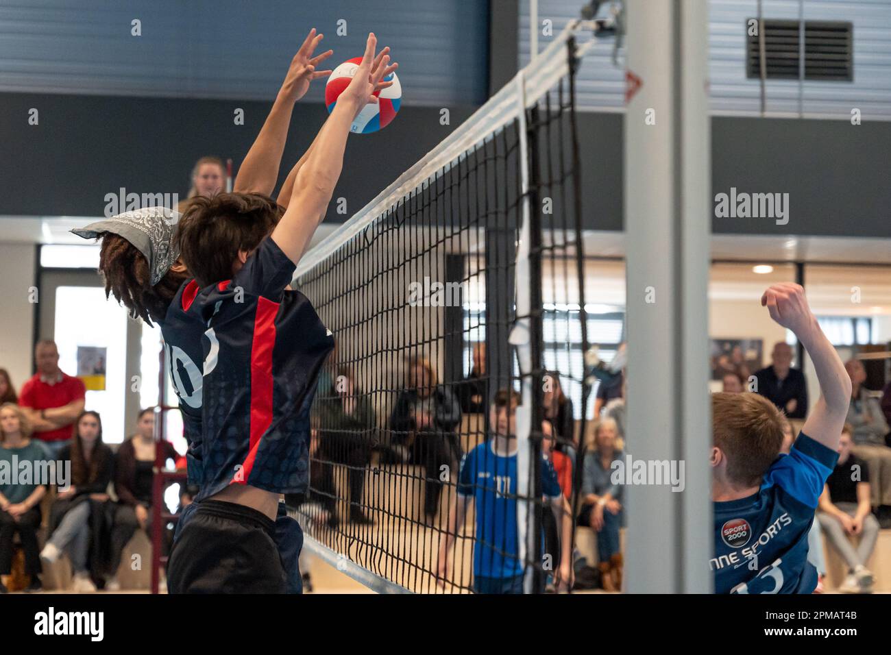 Zoetermeer, Netherlands - April 04, 2016: Volleyball game between Zovoc ...