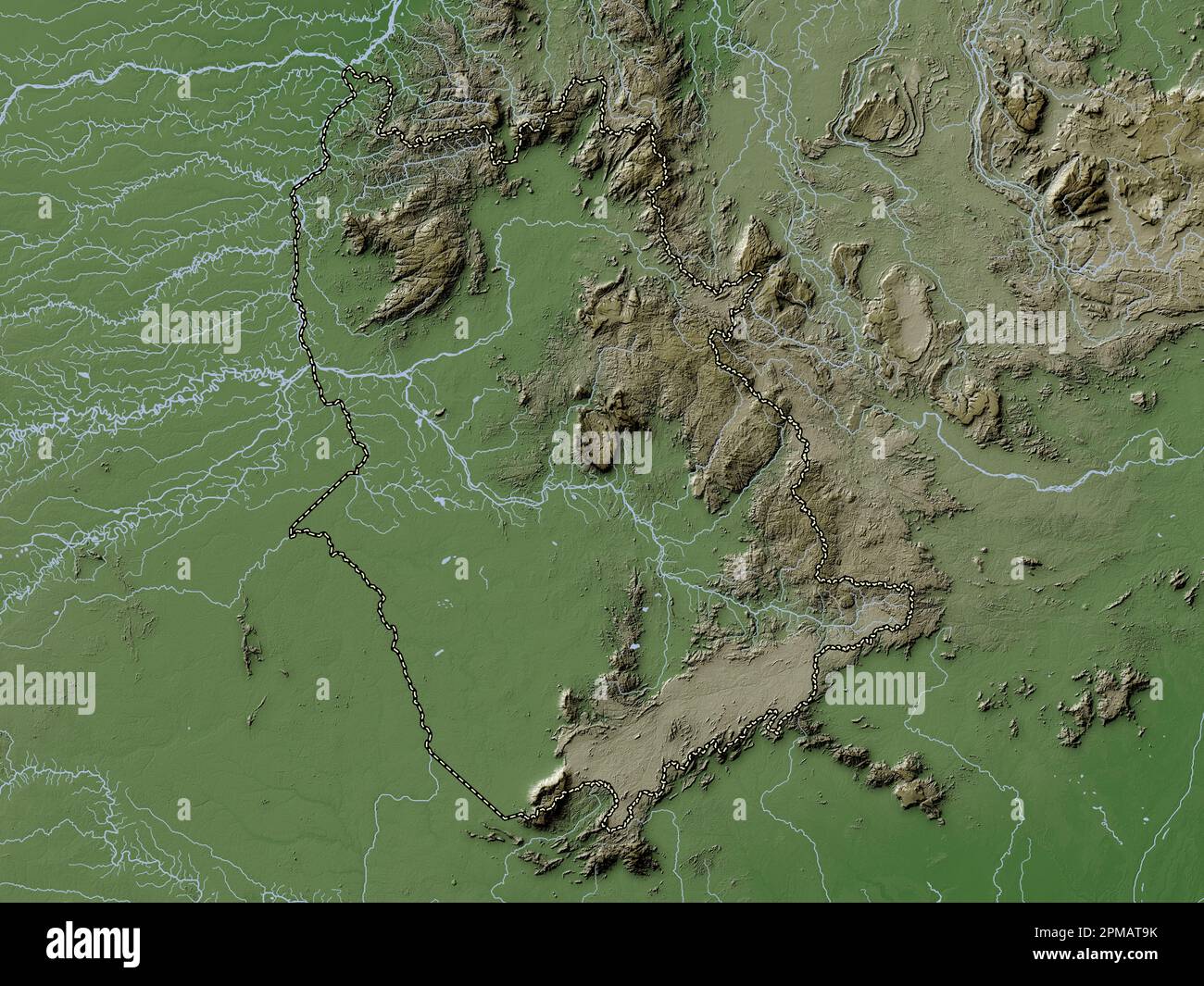 Amazonas, state of Venezuela. Elevation map colored in wiki style with ...