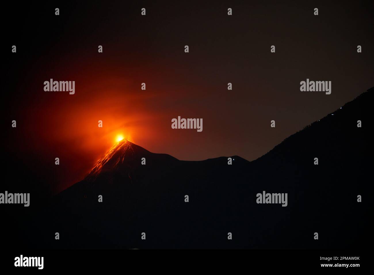Fuego volcano eruption at night in Guatemala Stock Photo - Alamy