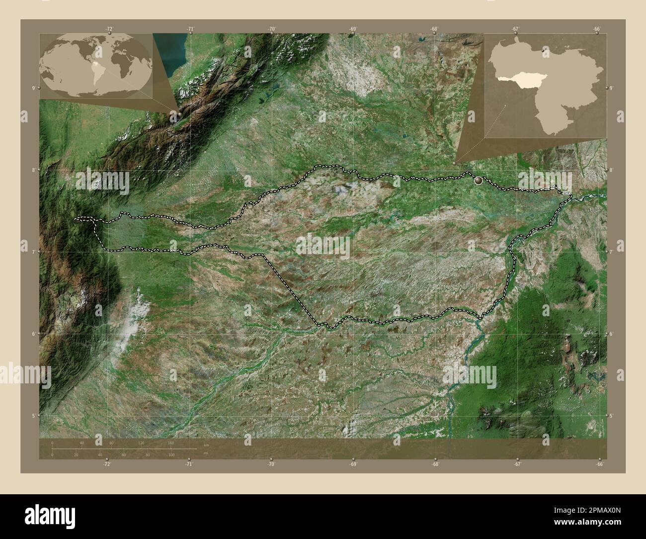 Apure, state of Venezuela. High resolution satellite map. Corner ...