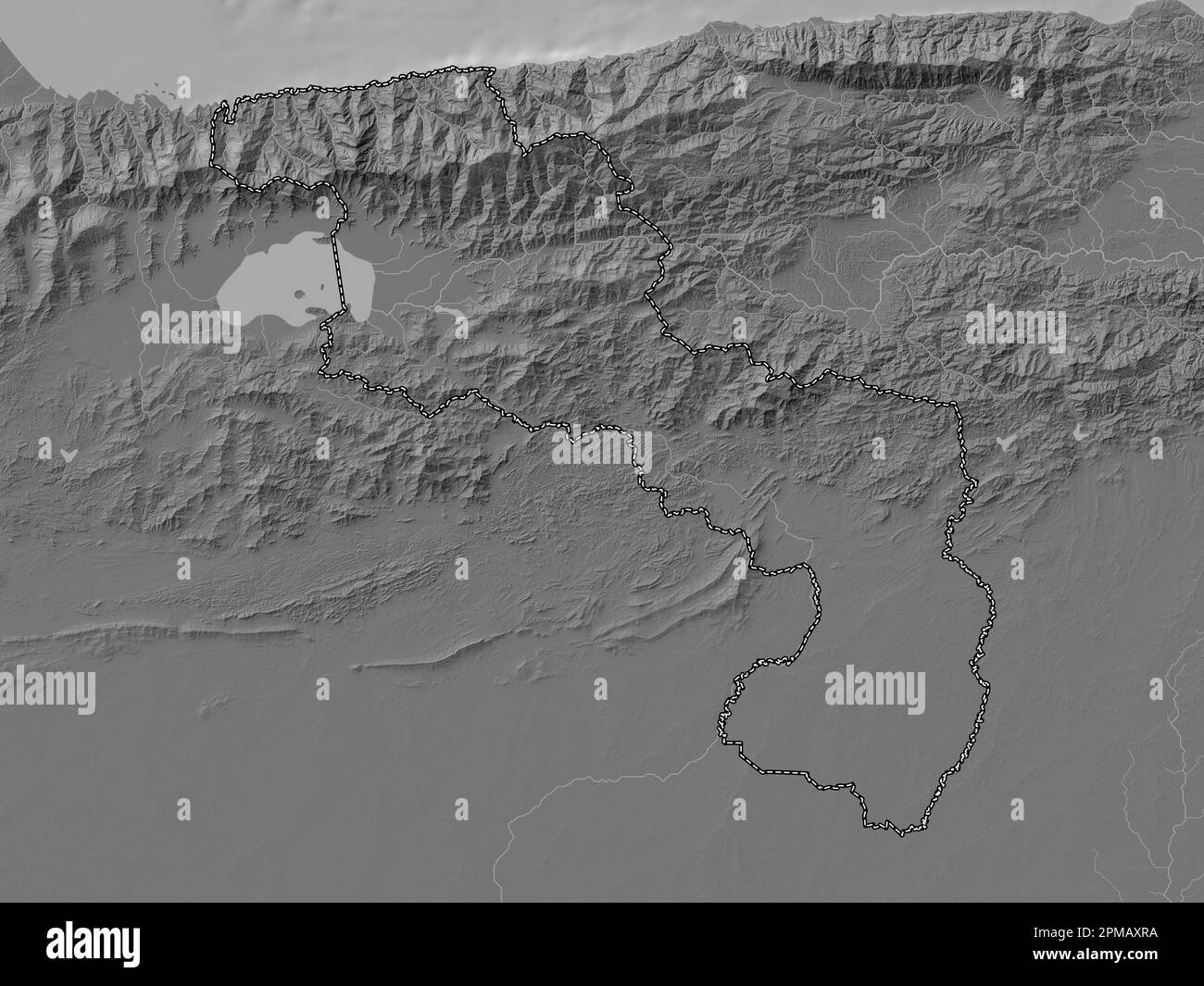 Aragua, state of Venezuela. Bilevel elevation map with lakes and rivers ...
