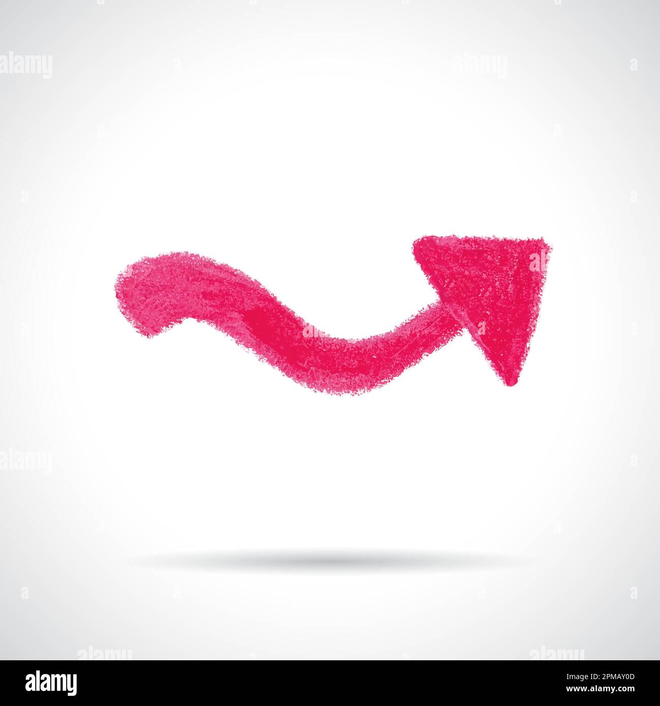 Pink curved arrow. Hand drawn with oil pastel crayon. Abstract design ...