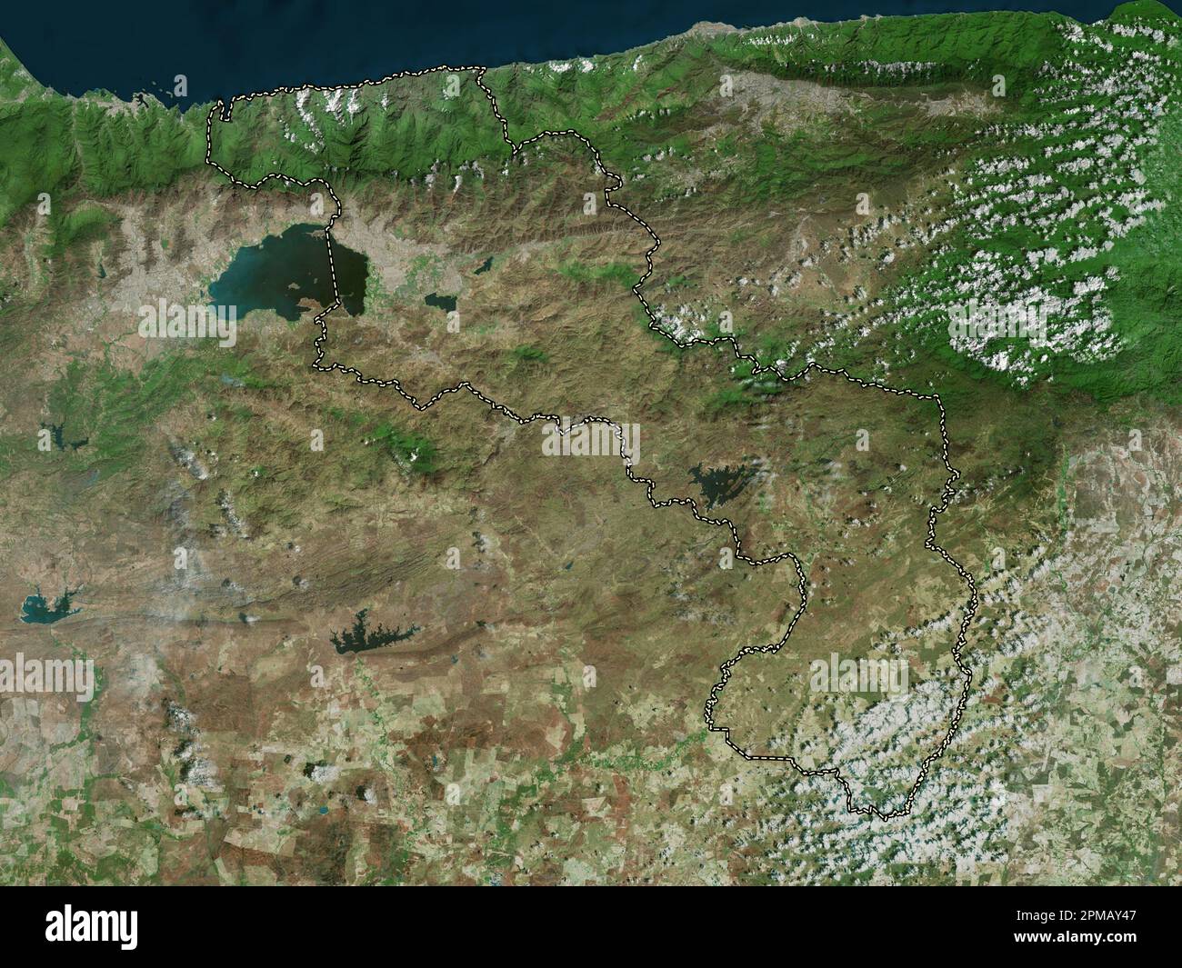 Aragua, state of Venezuela. High resolution satellite map Stock Photo ...