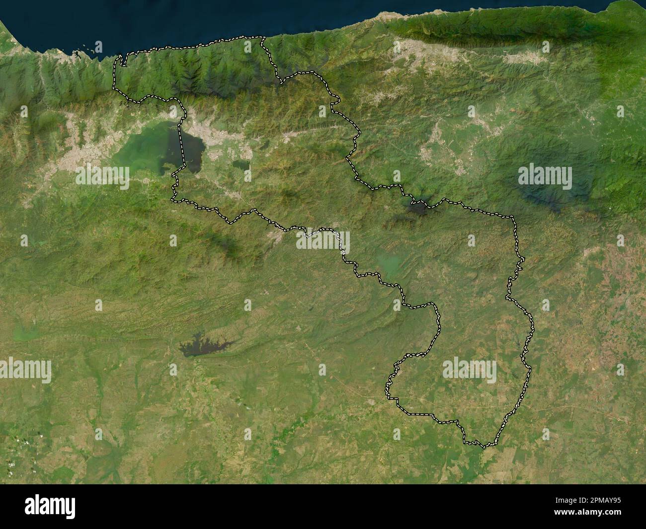 Aragua, state of Venezuela. Low resolution satellite map Stock Photo ...