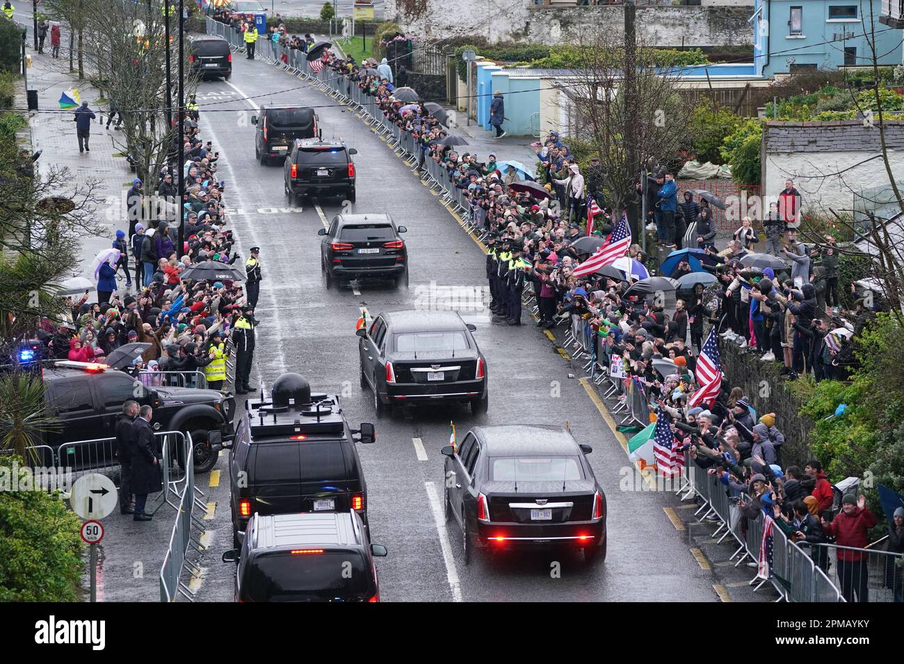 US President Joe Biden's cavalcade leaves Carlingford, Co Louth, during ...