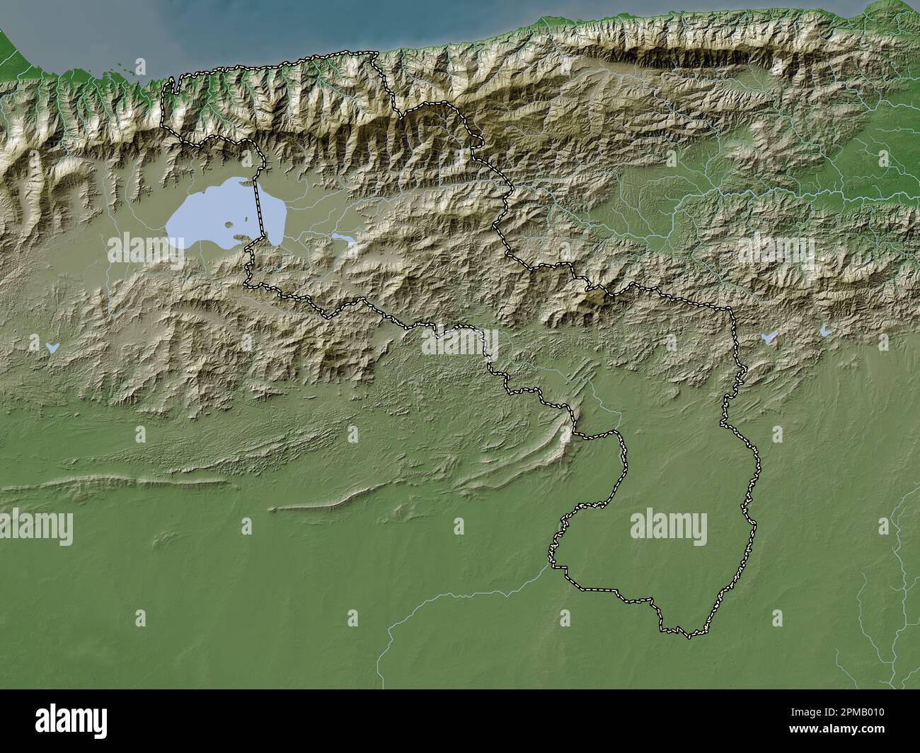Aragua, state of Venezuela. Elevation map colored in wiki style with ...