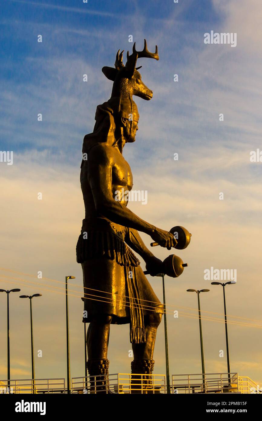 Giant statue of a Yaqui dancer from the most representative ethnic ...