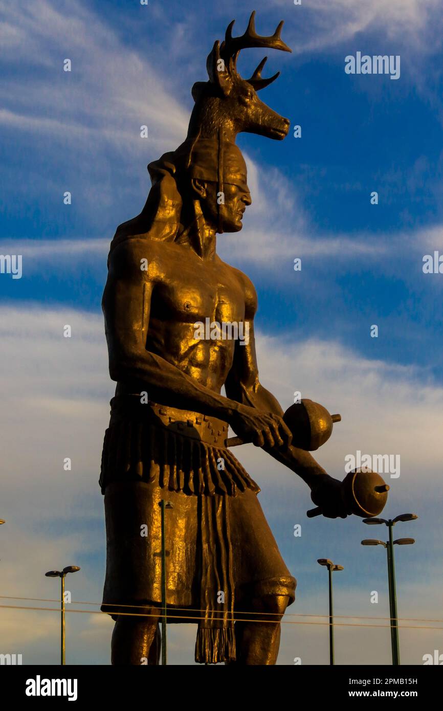 Giant statue of a Yaqui dancer from the most representative ethnic ...