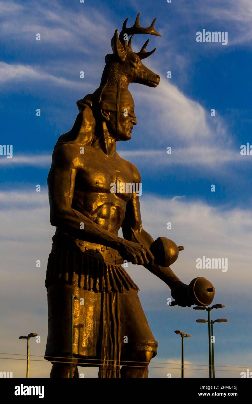 Giant statue of a Yaqui dancer from the most representative ethnic ...