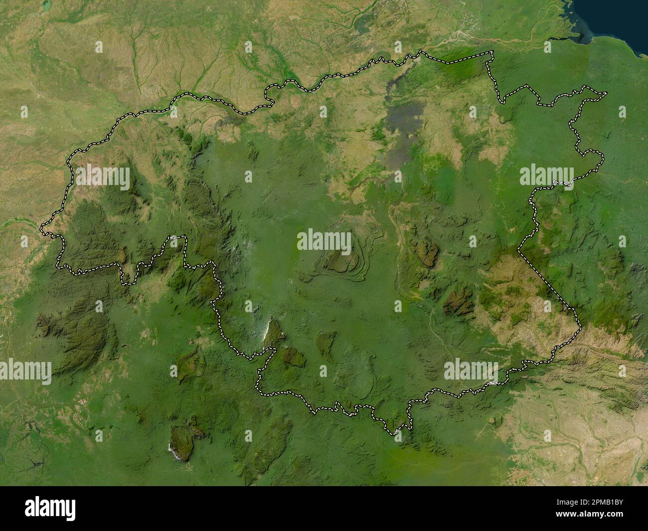 Bolivar, state of Venezuela. Low resolution satellite map Stock Photo ...