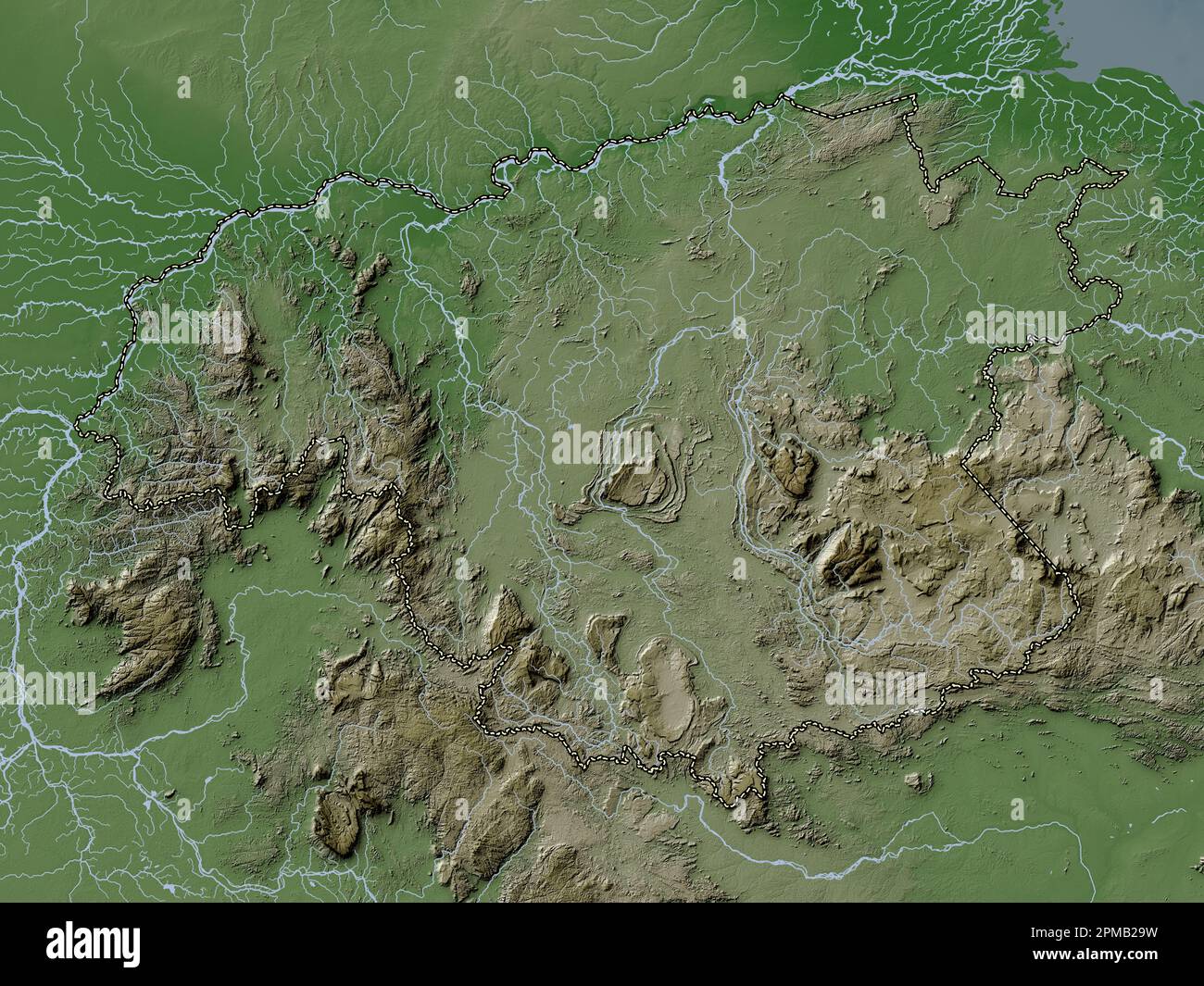 Bolivar, state of Venezuela. Elevation map colored in wiki style with ...