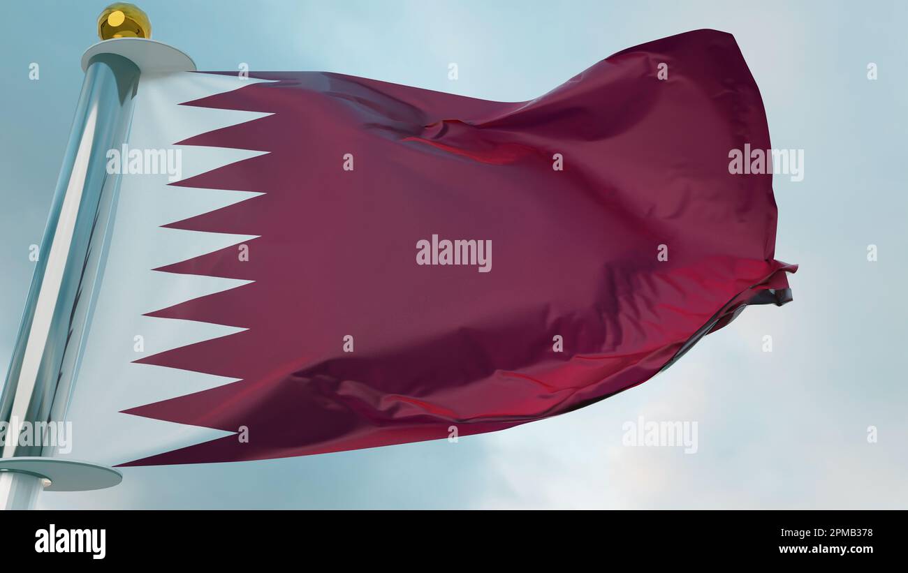 Flag of Qatar Waving in the wind, Qatar National flag wave, fabric ...