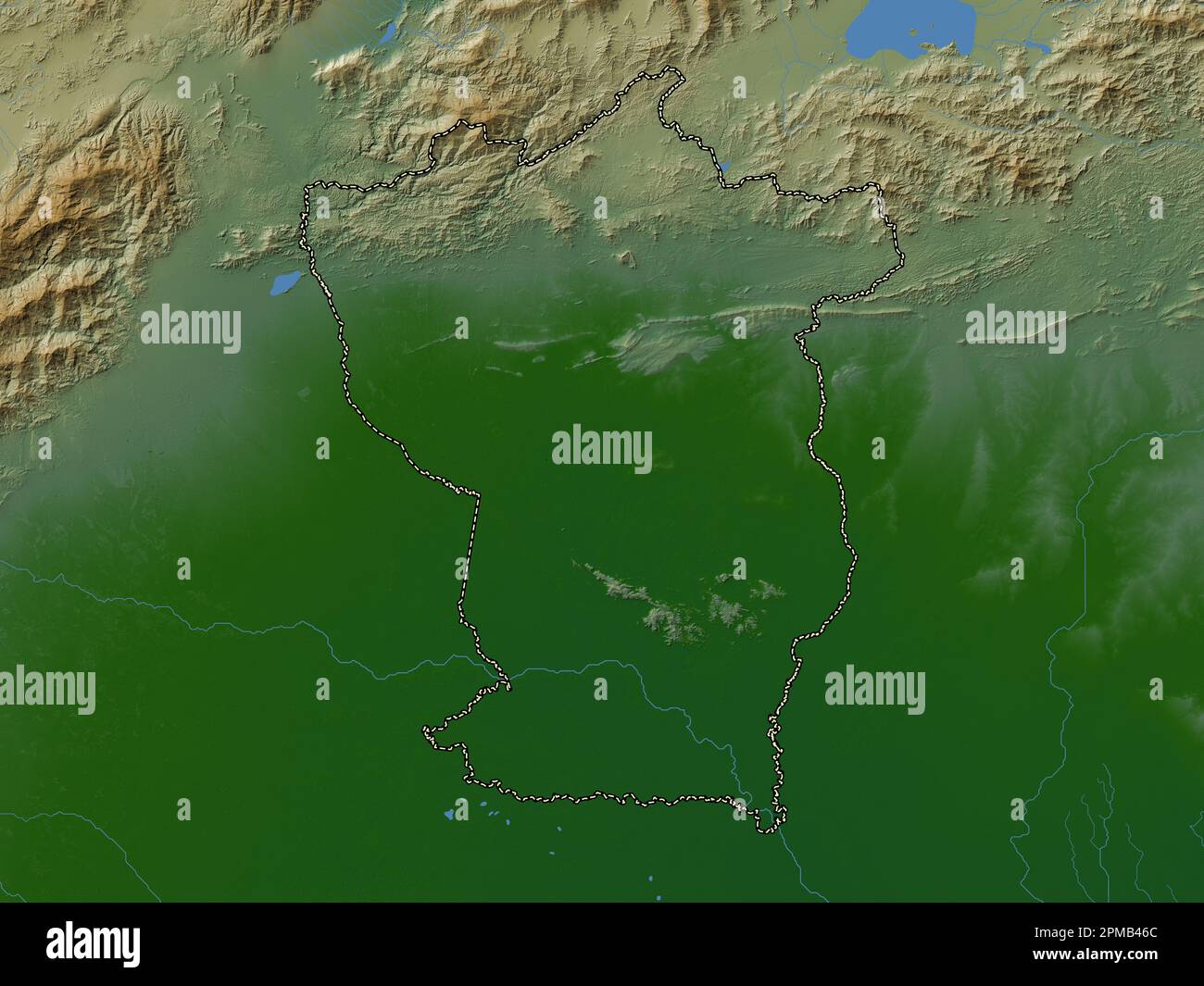 Cojedes, state of Venezuela. Colored elevation map with lakes and ...