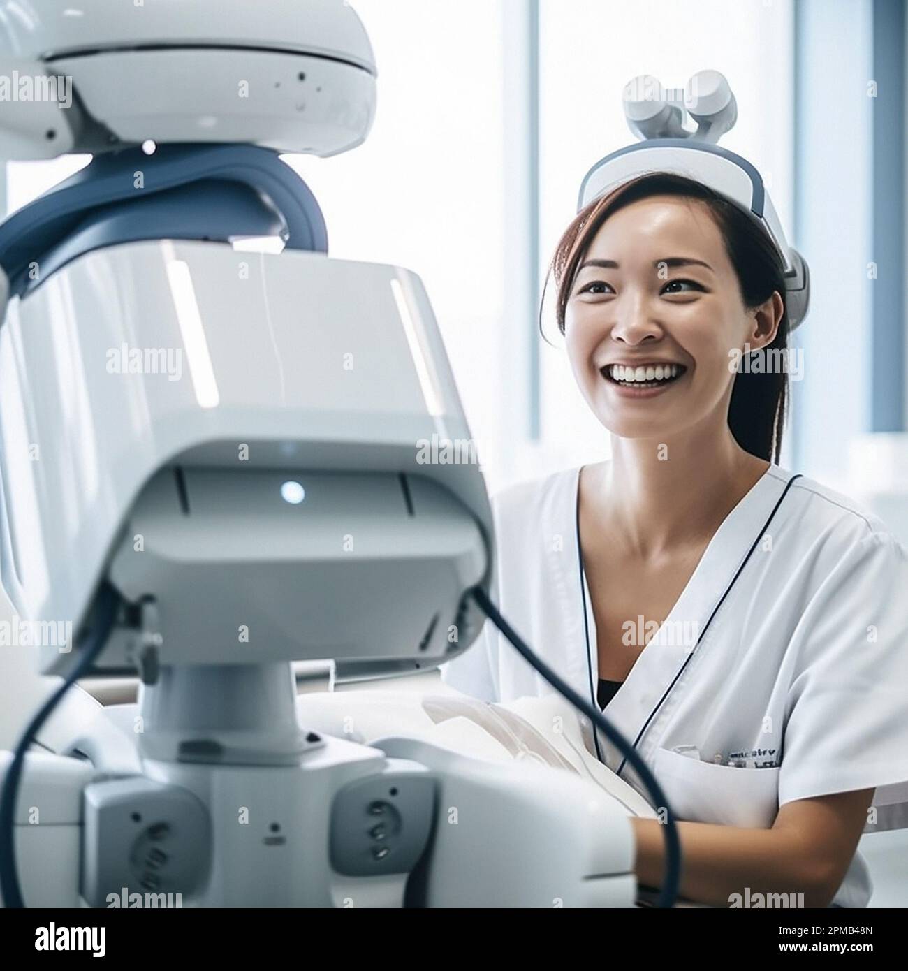 Asian doctor, robot and hospital for future of healthcare with progress ...