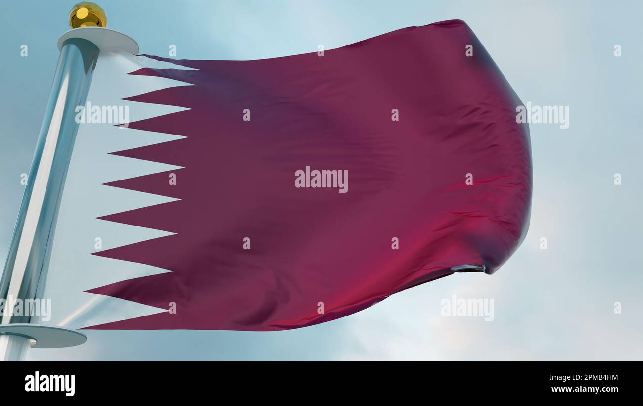Flag of Qatar Waving in the wind, Qatar National flag wave, fabric ...