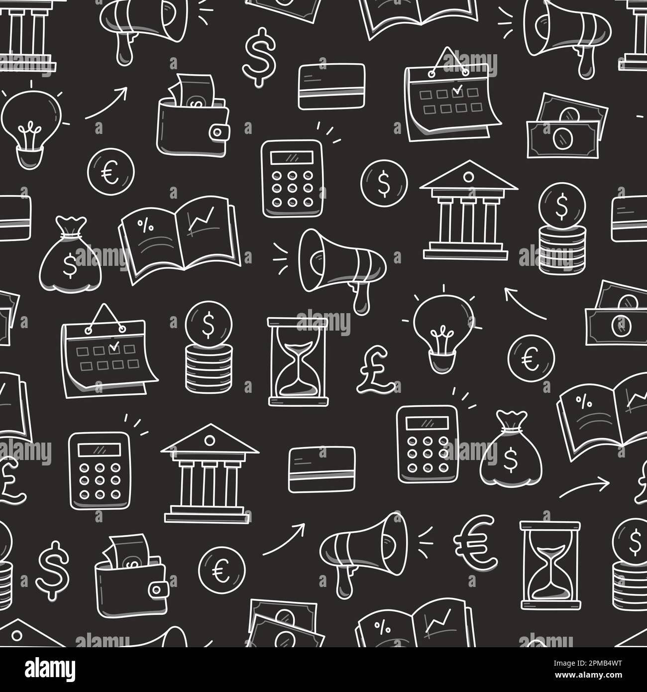 Money, business doodle seamless pattern background. Bank profit, money ...