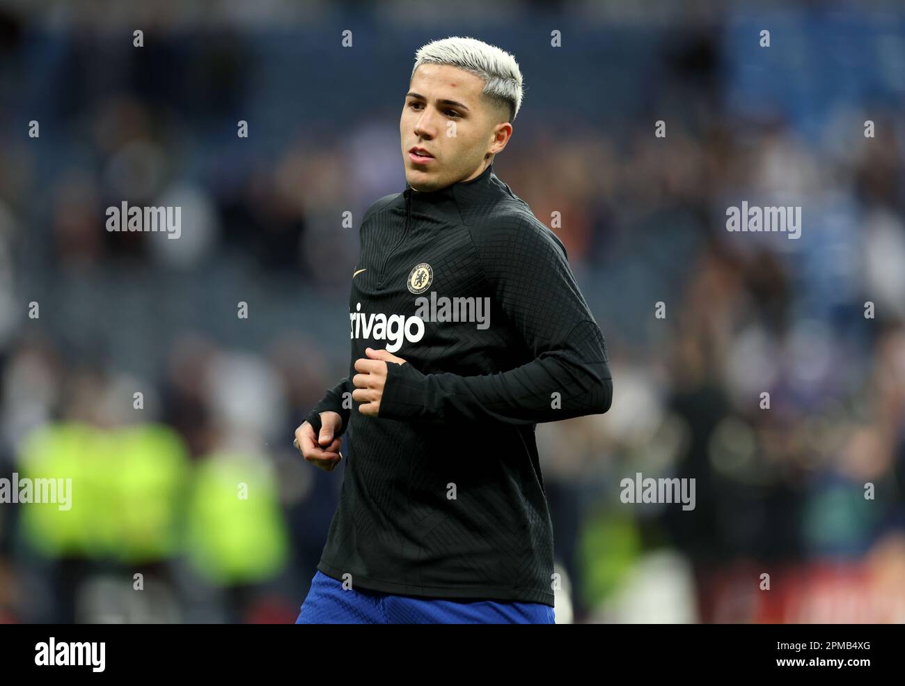 Chelsea's Enzo Fernandez warming up before the UEFA Champions League ...