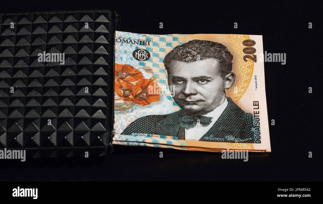 Romanian LEI Currency Banknote. RON Money European Currency Stock Photo ...