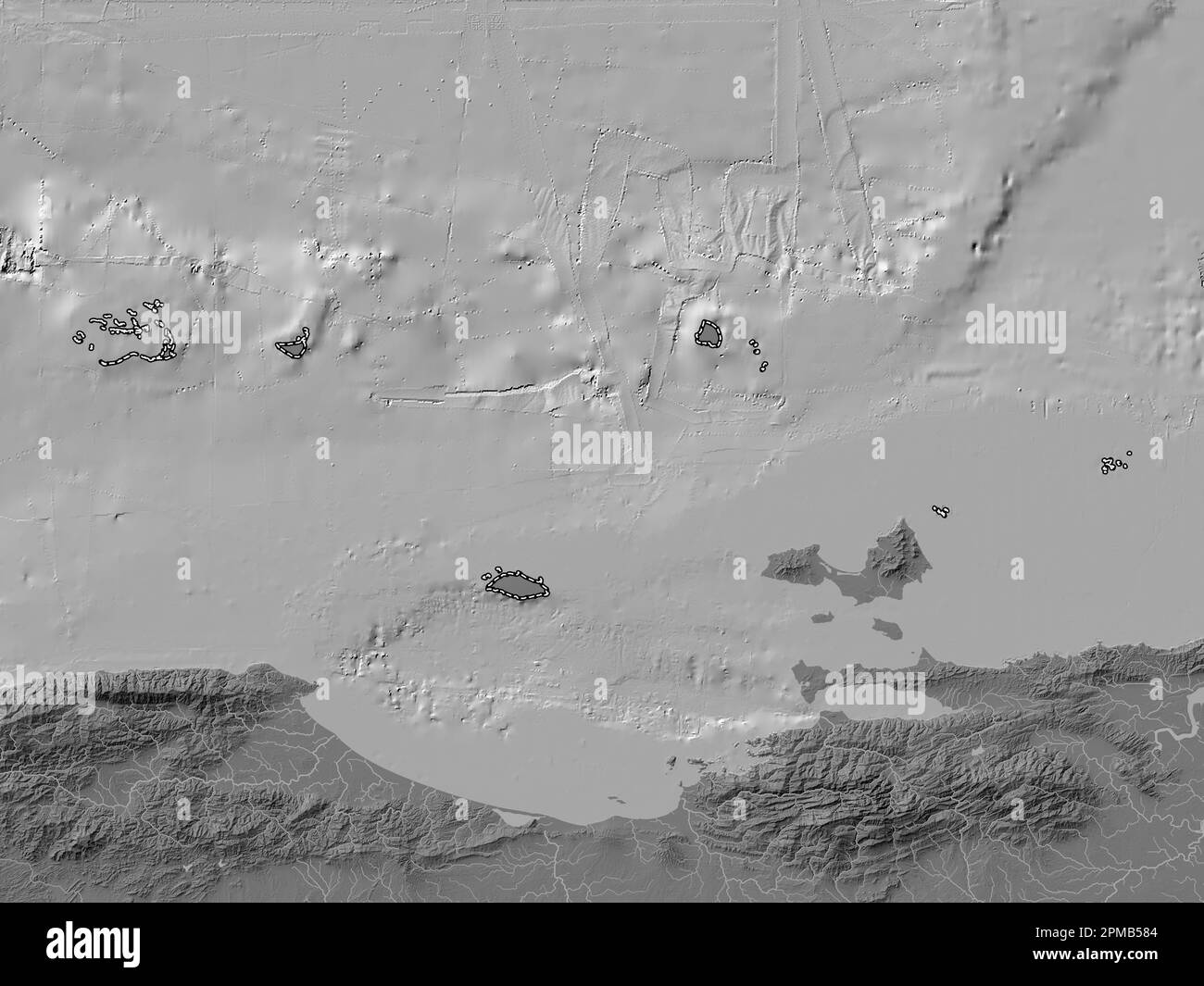 Dependencias Federales, state of Venezuela. Bilevel elevation map with ...