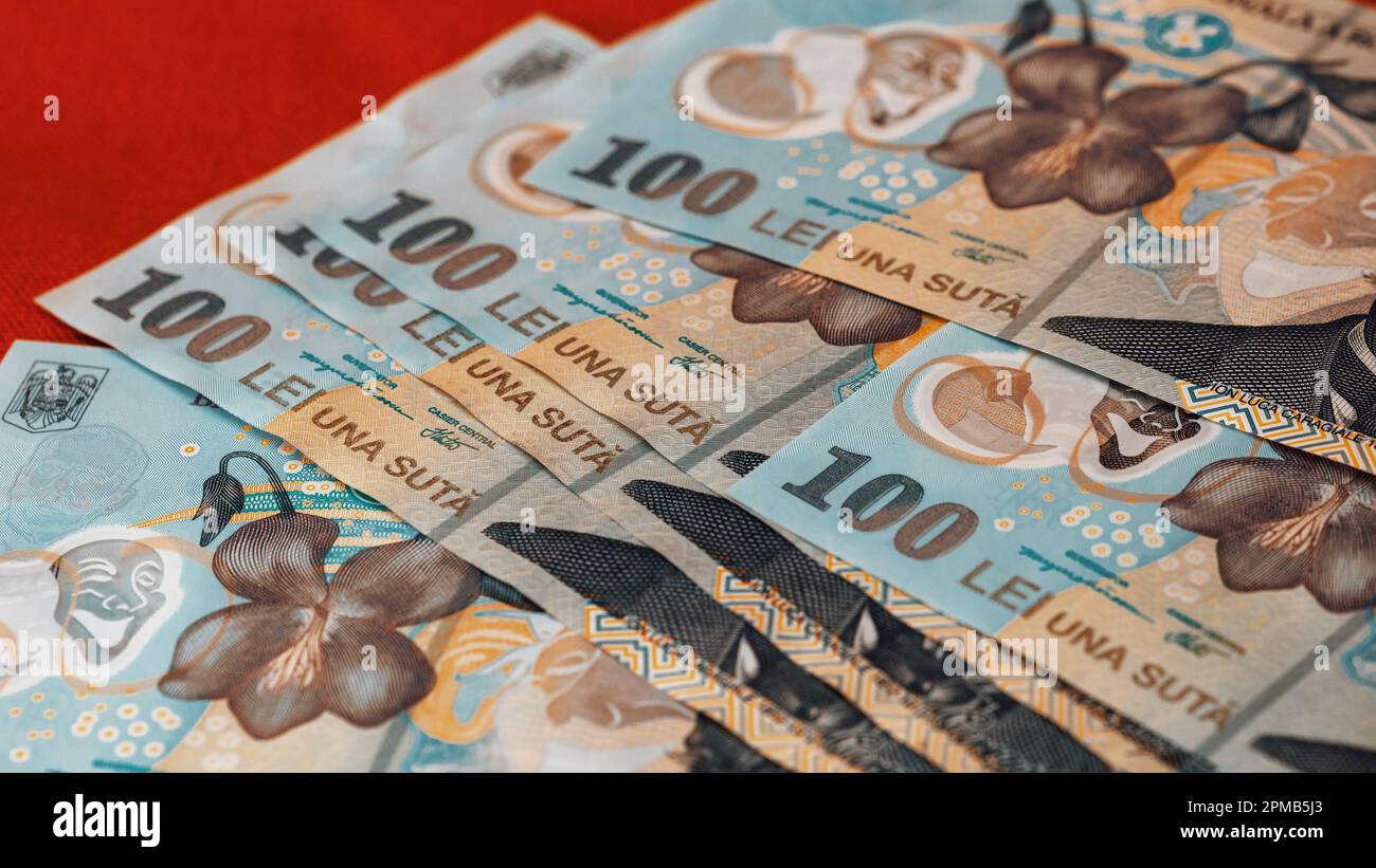 Romanian LEI Currency Banknote. RON Money European Currency Stock Photo ...