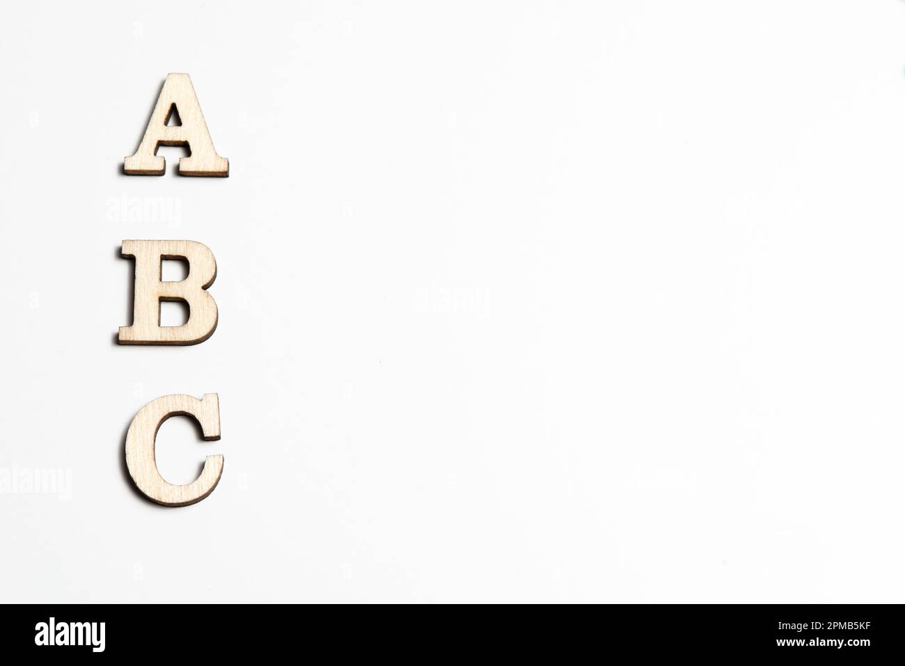 Wood ABC Isolated on White Background Stock Photo - Alamy