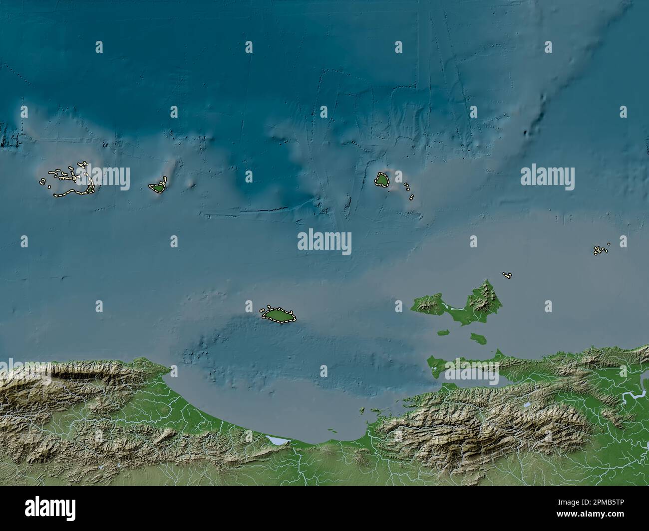 Dependencias Federales, state of Venezuela. Elevation map colored in ...