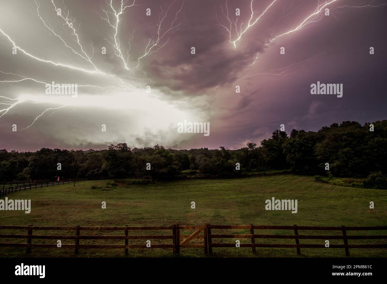 Lightning Strike over farm land Stock Photo - Alamy