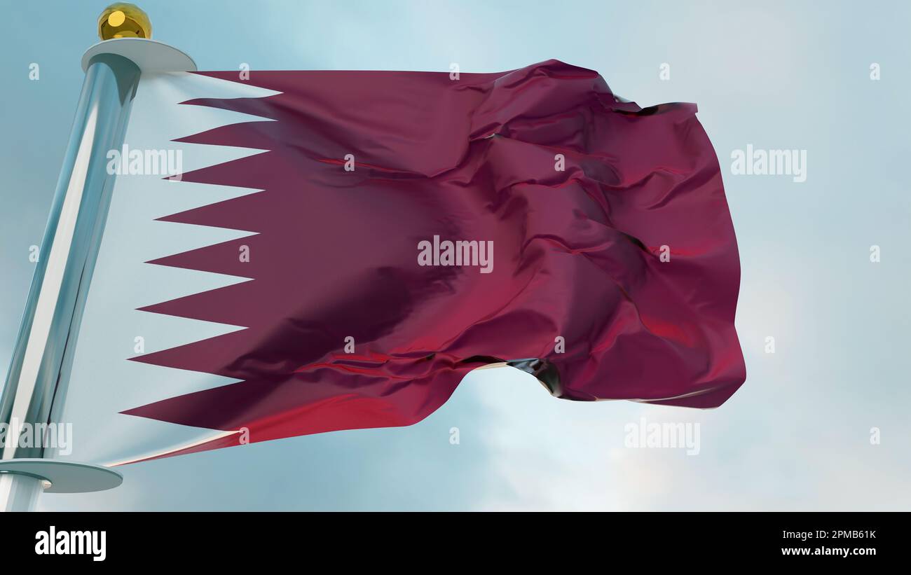 Flag of Qatar Waving in the wind, Qatar National flag wave, fabric ...