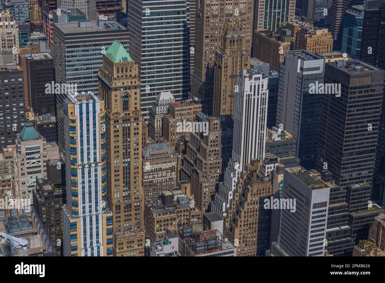 Beautiful top-down view of rooftops of skyscrapers in densely built-up ...