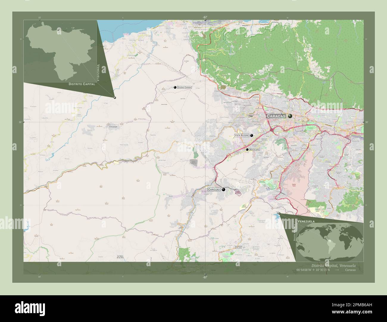 Distrito Capital, state of Venezuela. Open Street Map. Locations and ...