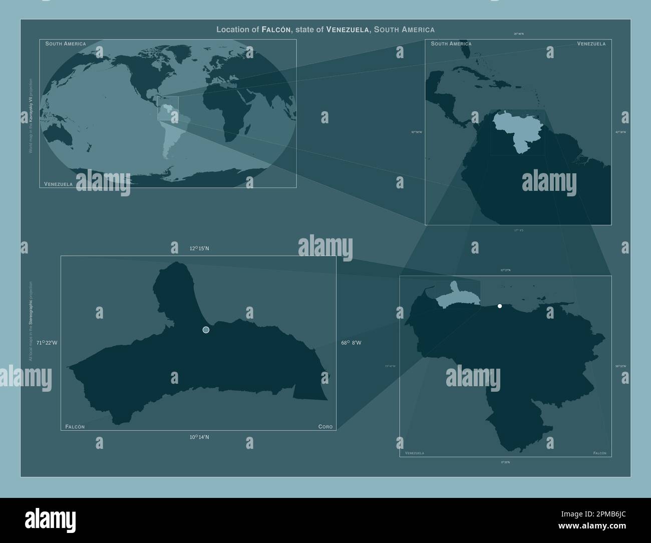 Falcon, state of Venezuela. Diagram showing the location of the region ...