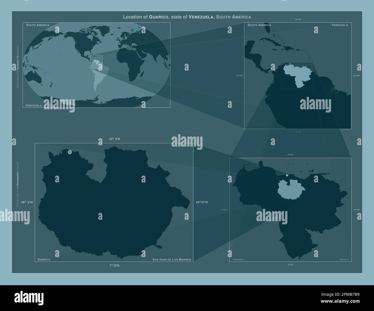 Guarico, state of Venezuela. Diagram showing the location of the region ...