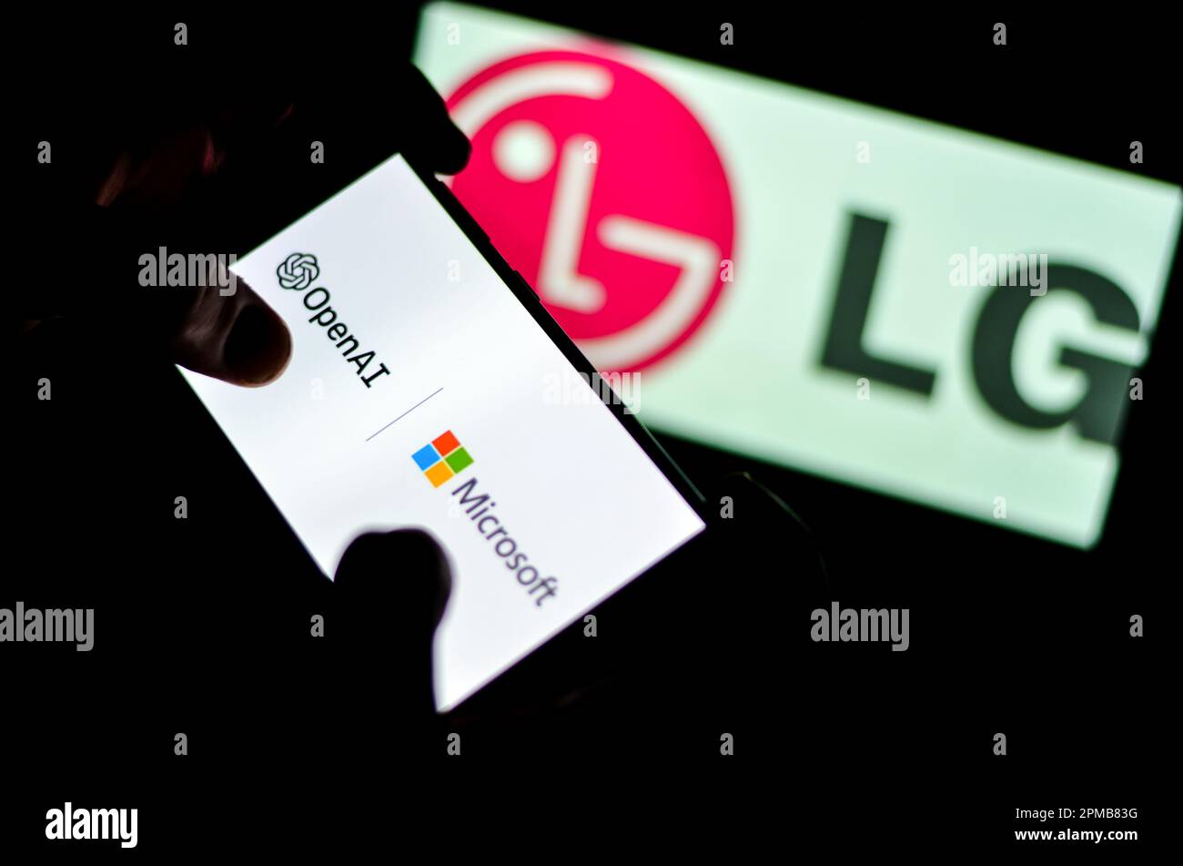 Tunis, Tunisia. 12th Apr, 2023. Tunisia. 12 April 2023. The LG, Microsoft, Chat GPT, and Open AI ...