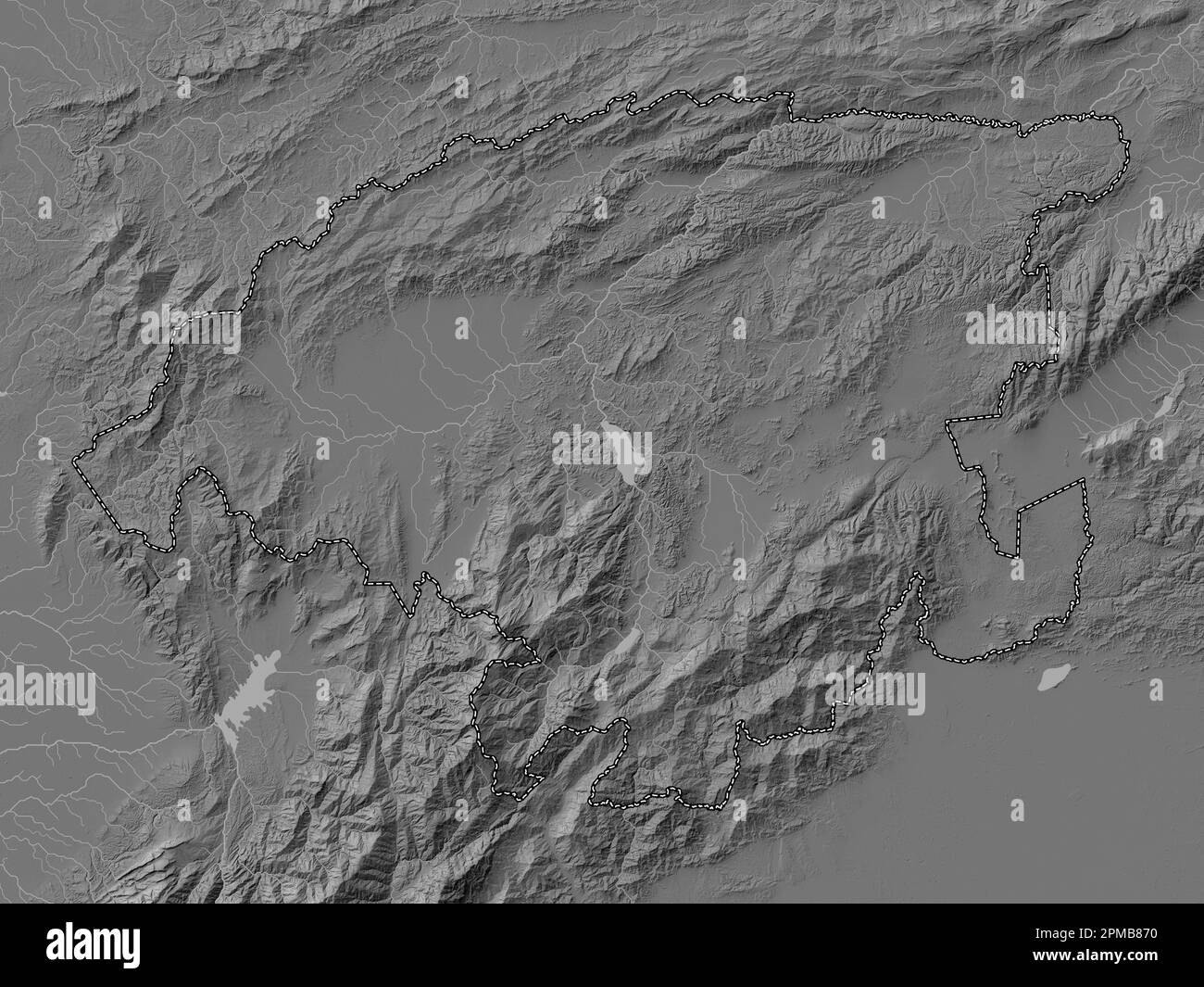 Lara, state of Venezuela. Bilevel elevation map with lakes and rivers ...