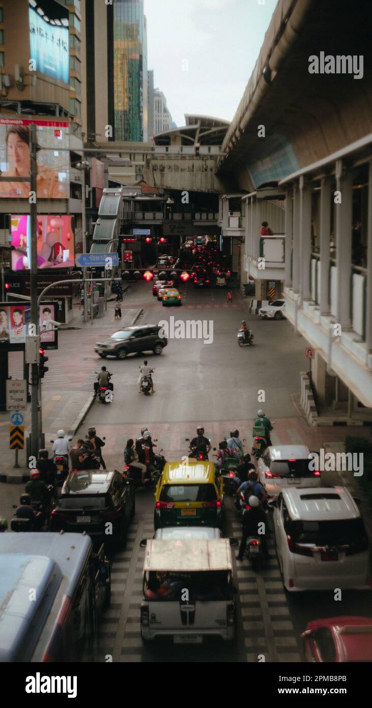 Top view of traffic jam on asia megapolis roads stopping on traffic ...