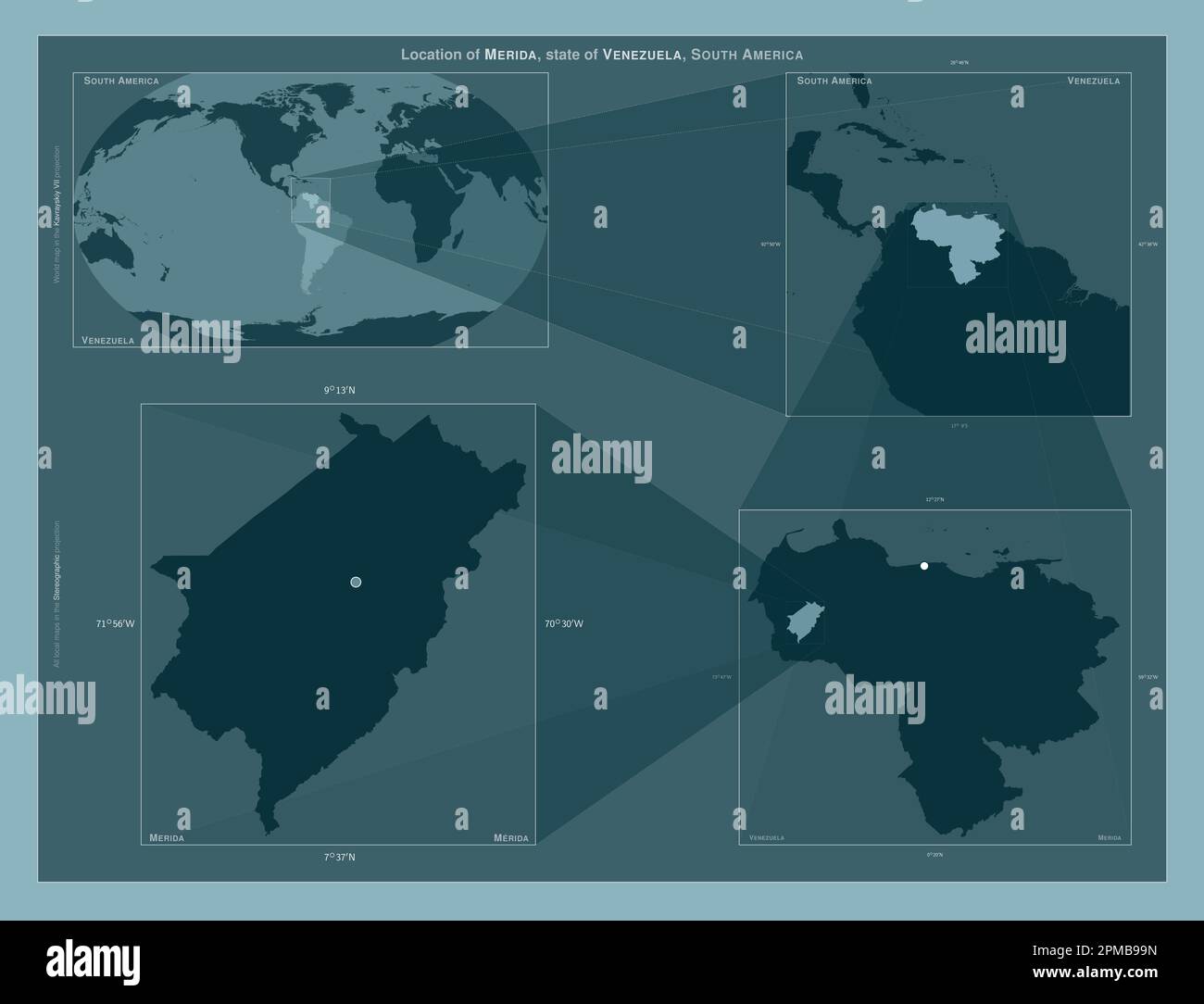 Merida, state of Venezuela. Diagram showing the location of the region ...